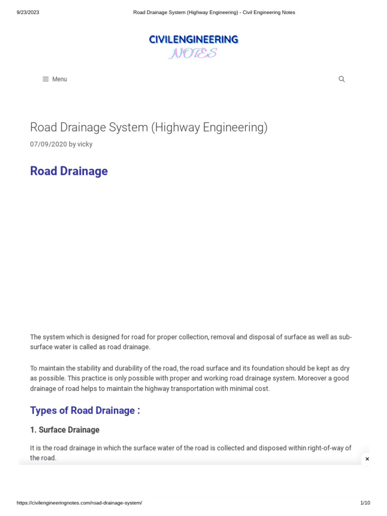 Highway Drainage Essentials | PDF | Road | Drainage