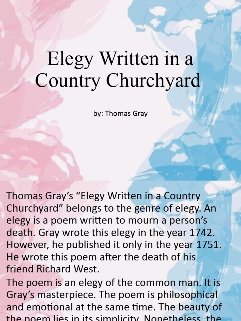 Elegy Written On A Country Churchyard | PDF | Poetry
