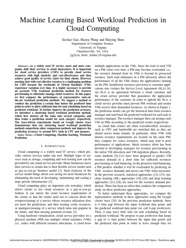 Machine_Learning_Based_Workload_Prediction_in_Cloud_Computing | PDF | Support Vector Machine ...