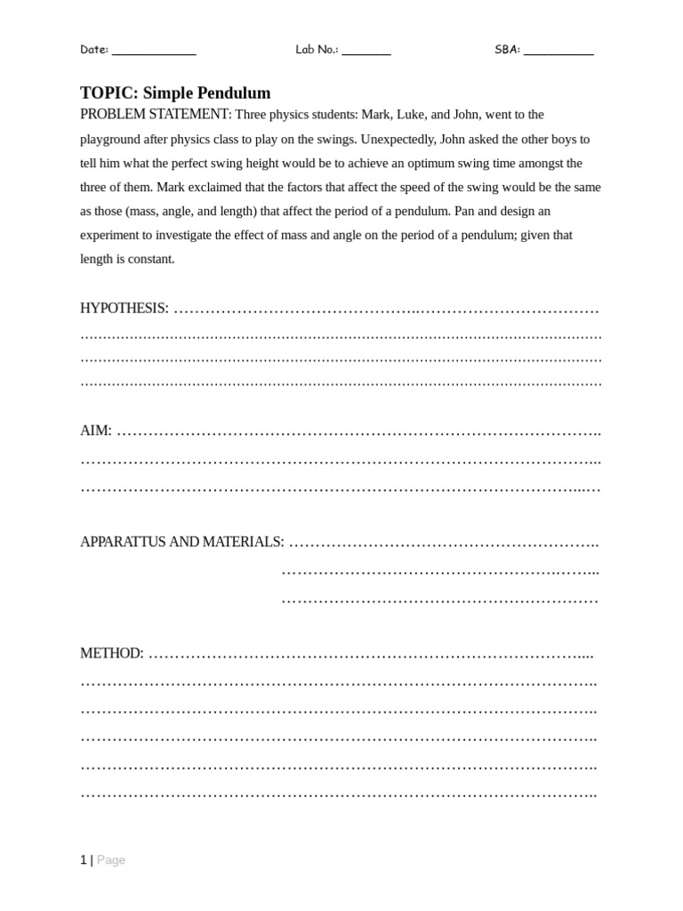 Physics Lab 1 & 2 | PDF | Pendulum | Oscillation