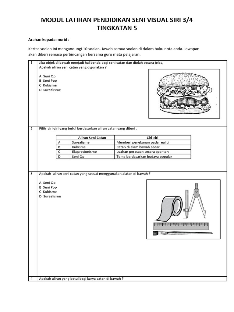 MODUL LATIHAN PENDIDIKAN SENI VISUAL SIRI 3 | PDF