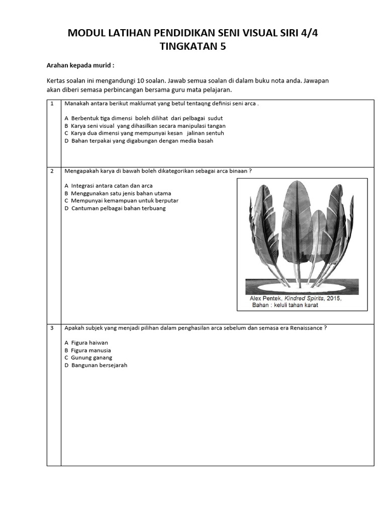 Latihan Seni Visual Tingkatan 5 | PDF