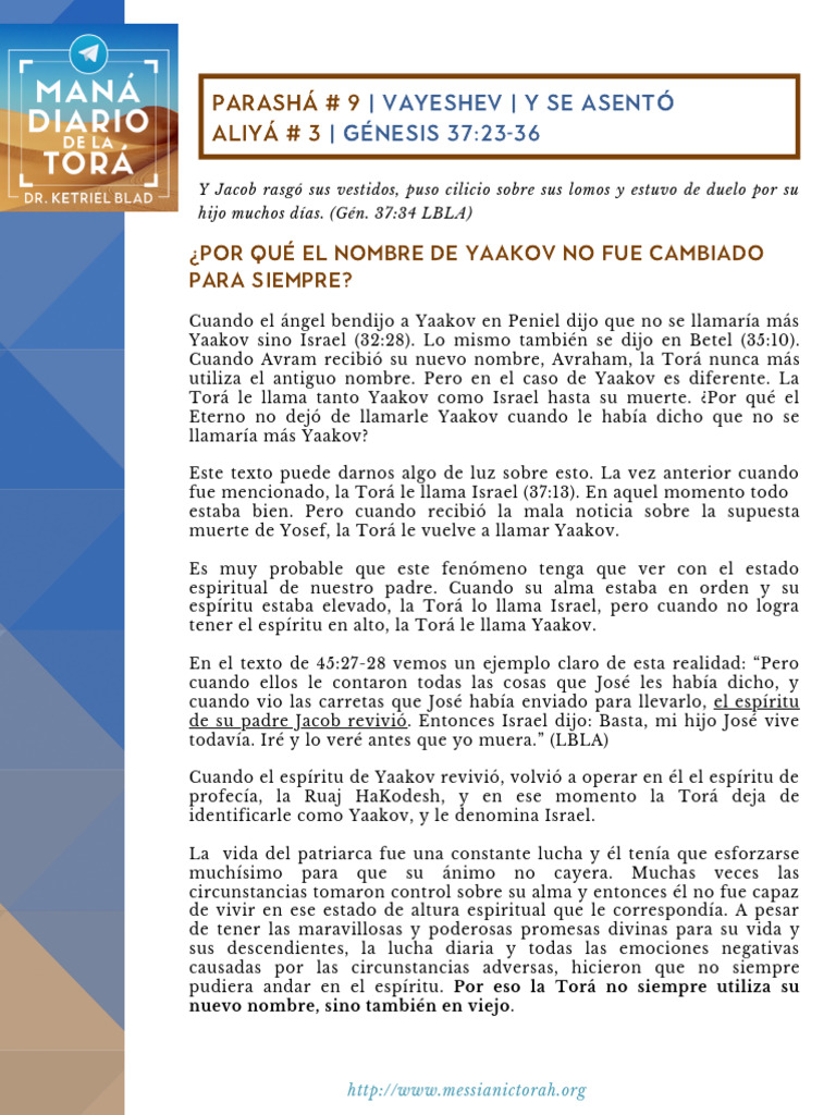 3 Aliya de La Parasha9 Vayeshev | PDF | Jacob