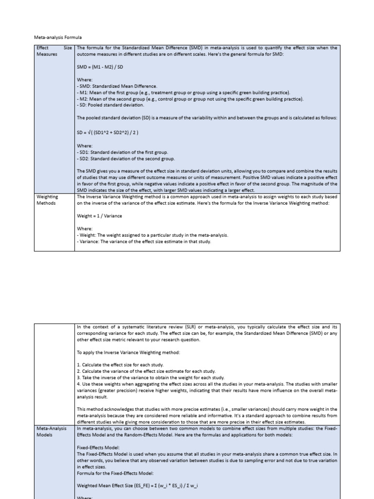 Meta Analysis Formula | PDF | Effect Size | Meta Analysis