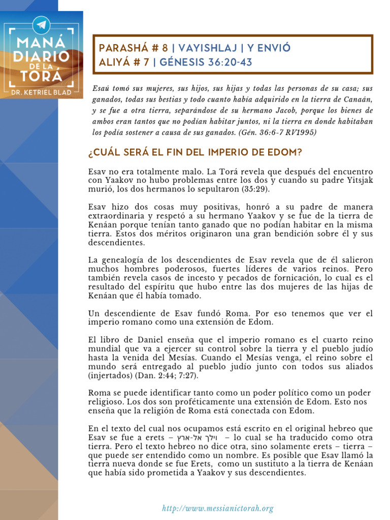 7 Aliya de La Parasha 8 Vayishlaj | PDF | Mesías | Profecía