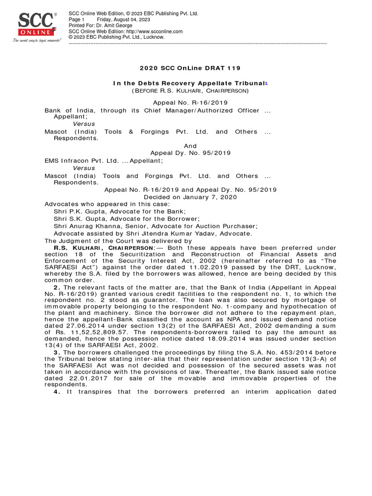Mascot DRAT 2020 - para 15 and 19 Communications Convey That Possession Is Taken | PDF ...