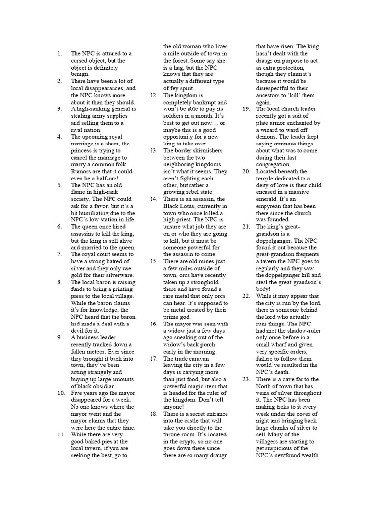 Secrets Your NPC | PDF | Magician (Fantasy)