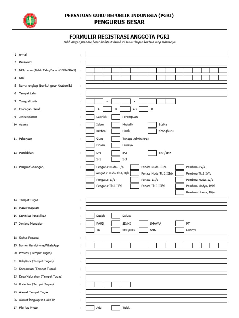 Formulir Anggota Kta Digital 2023 | PDF