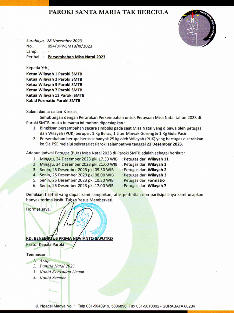 Surat Persembahan Natal | PDF