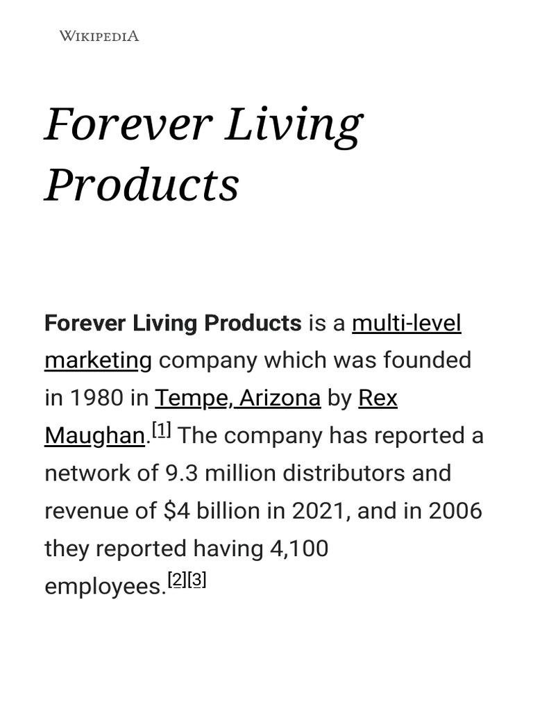 Forever Living Products - Wikipedia | PDF | Marketing | Business Economics