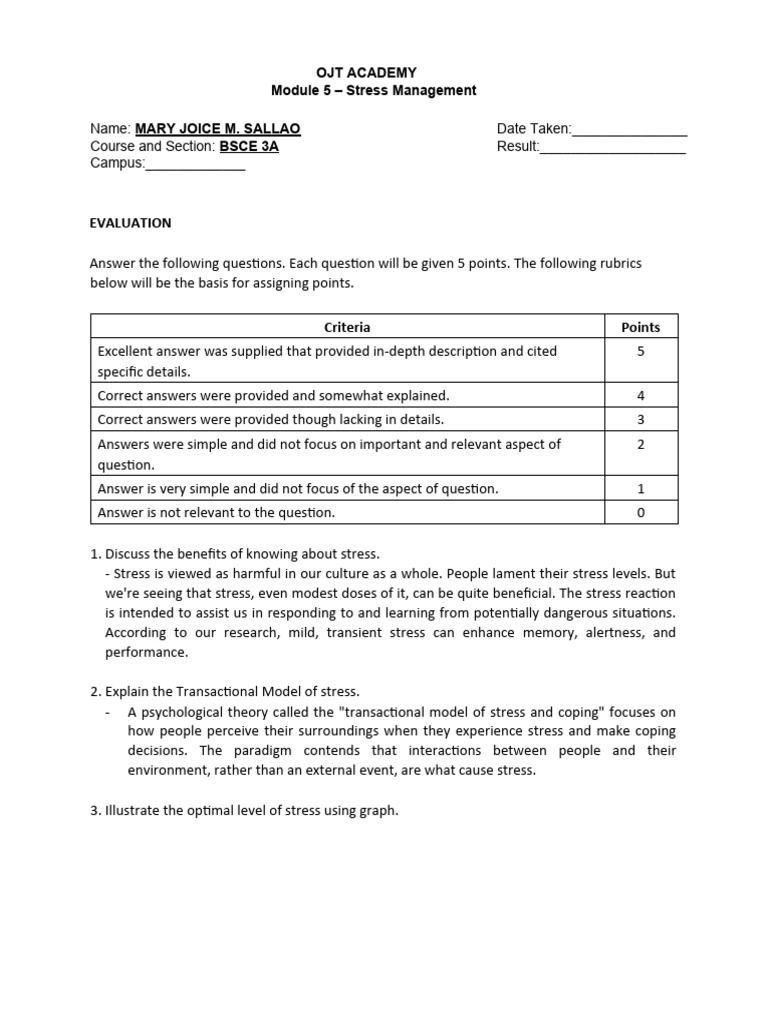 Module5 Stressmanagement Sallao Pdf Stress Biology Stress