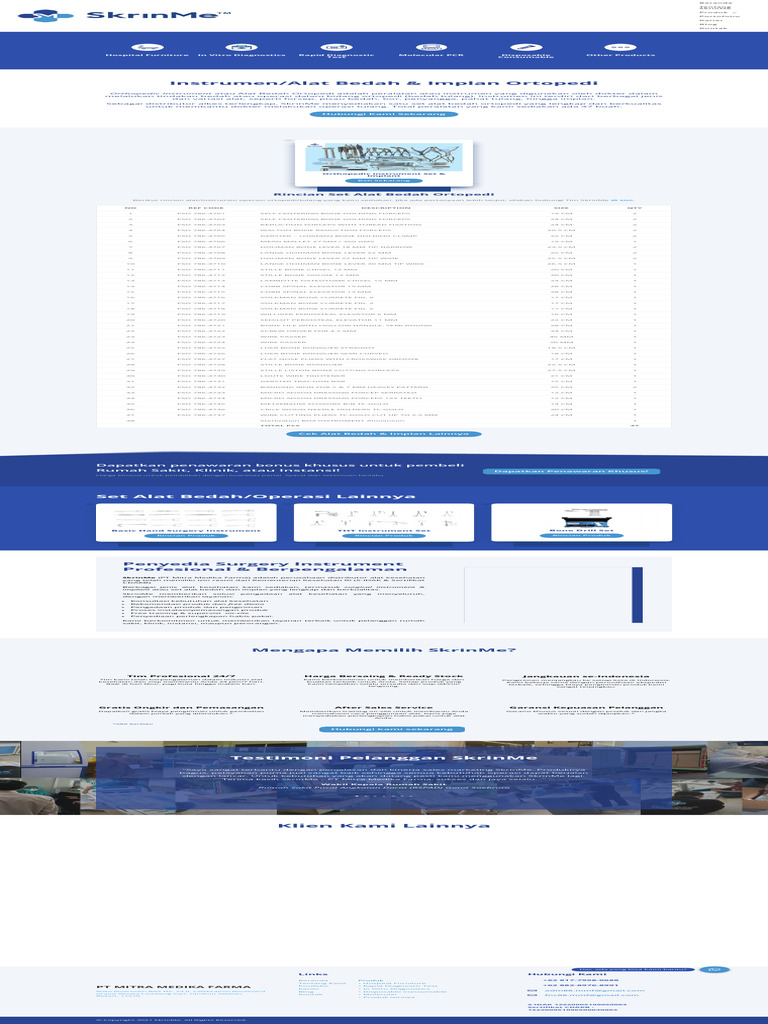 Instrumen Alat Bedah & Implan Ortopedi - Alat Tes Kesehatan - Skrinme | PDF