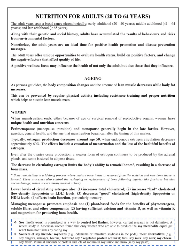 Nutrition Guidelines for Adults 20-64 | PDF | Dietary Supplements | Soybean