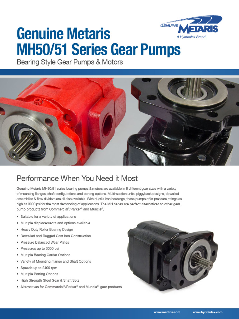 HG Metaris MH50-51 Bearing Pumps Cut-Sheet Web | PDF | Pump | Gear