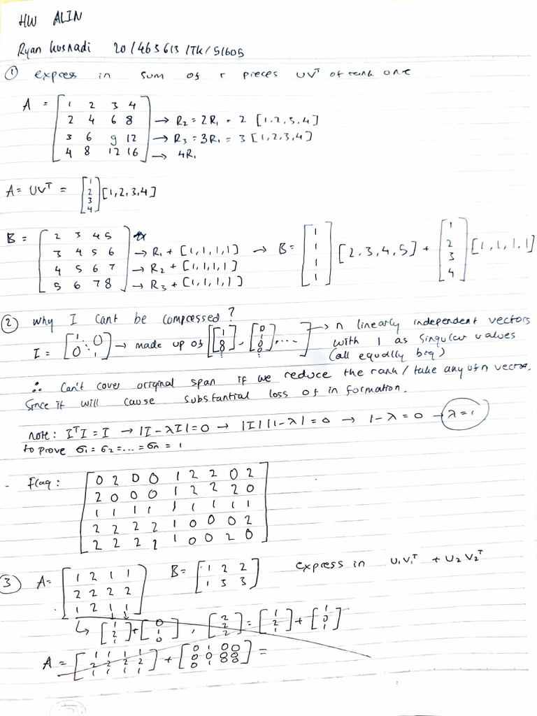 Linear Algebra SVD Problem + Solution | PDF
