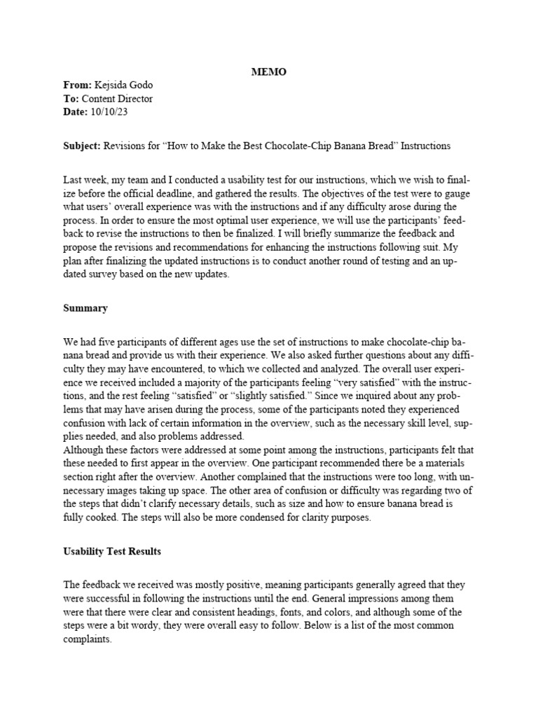 Untracked Memo and Email Final For Portfolio 1 | PDF | Usability ...