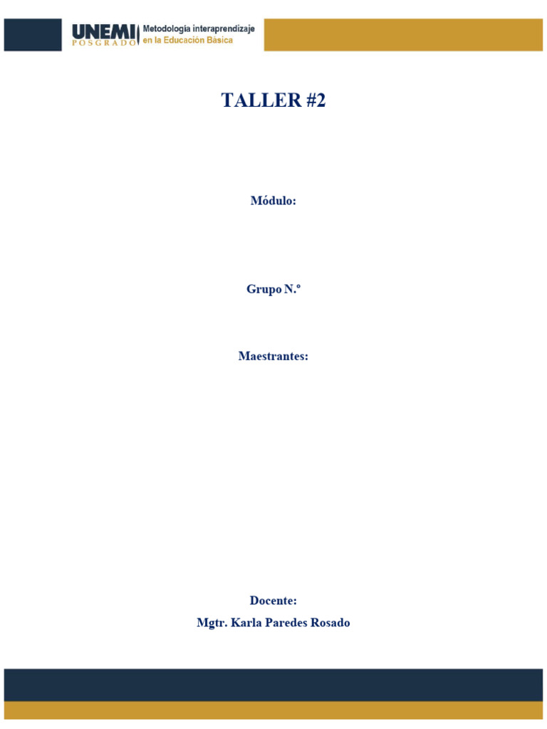 Taller 2 Metodologías de Interaprendizaje para La Educación Básica ...
