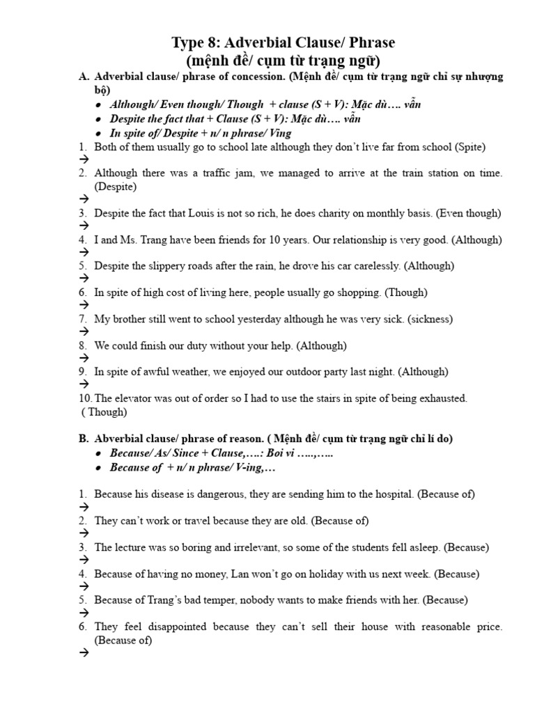 Type 8 - Abverbial Clause: Phrase | PDF | Cost Of Living | Syntax Type 8 - Abverbial Clause: Phrase | PDF | Cost Of Living | Syntax