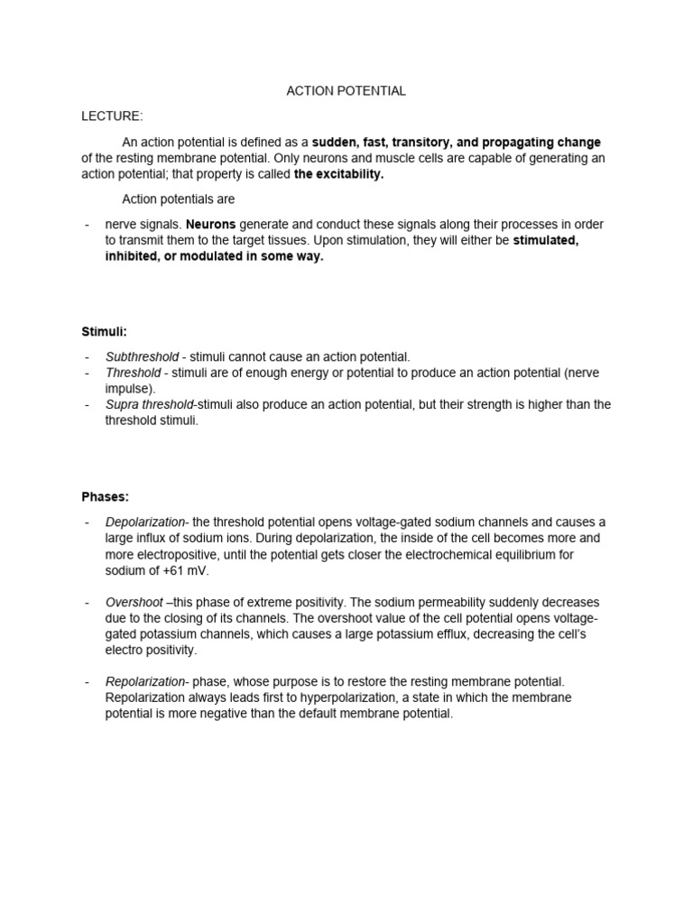 Action Potential | PDF | Action Potential | Chemical Synapse