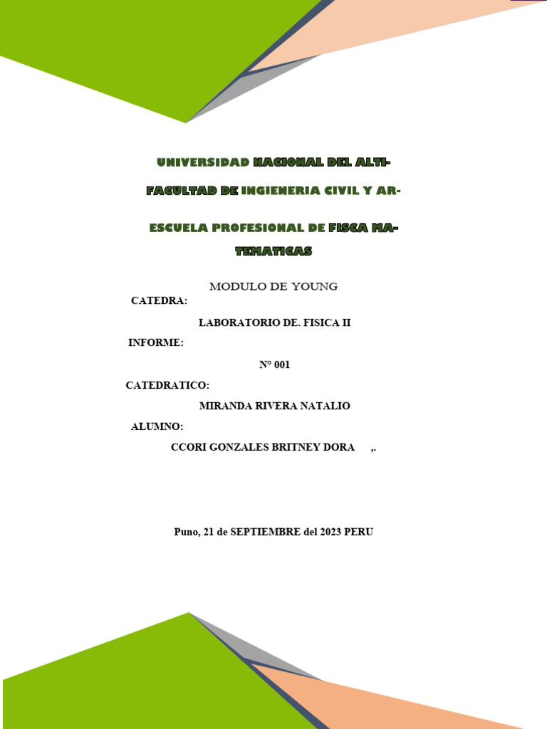Modulo de Young | Descargar gratis PDF | El módulo de Young ...