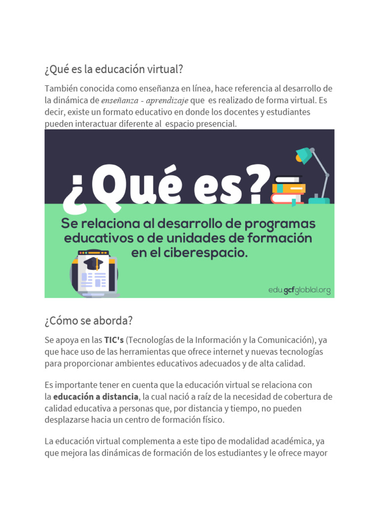 Qué Es La Educación Virtual | PDF