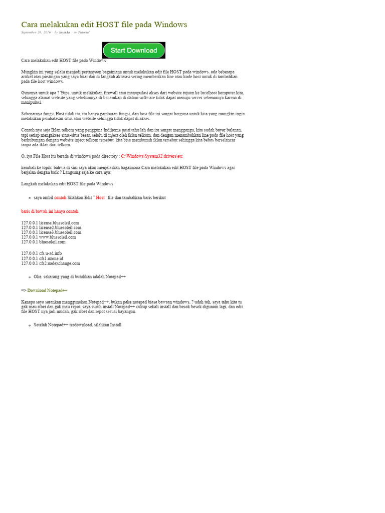 Cara Melakukan Edit Host File Pada Windows Kuyhaa Pdf