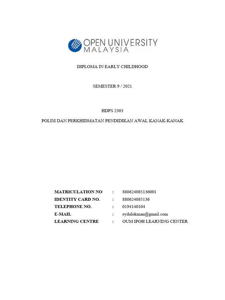 Assignment HDPS 2303 | PDF