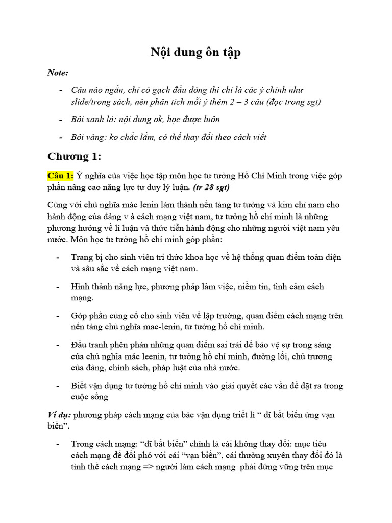 Đề Cương TTHCM Final | PDF