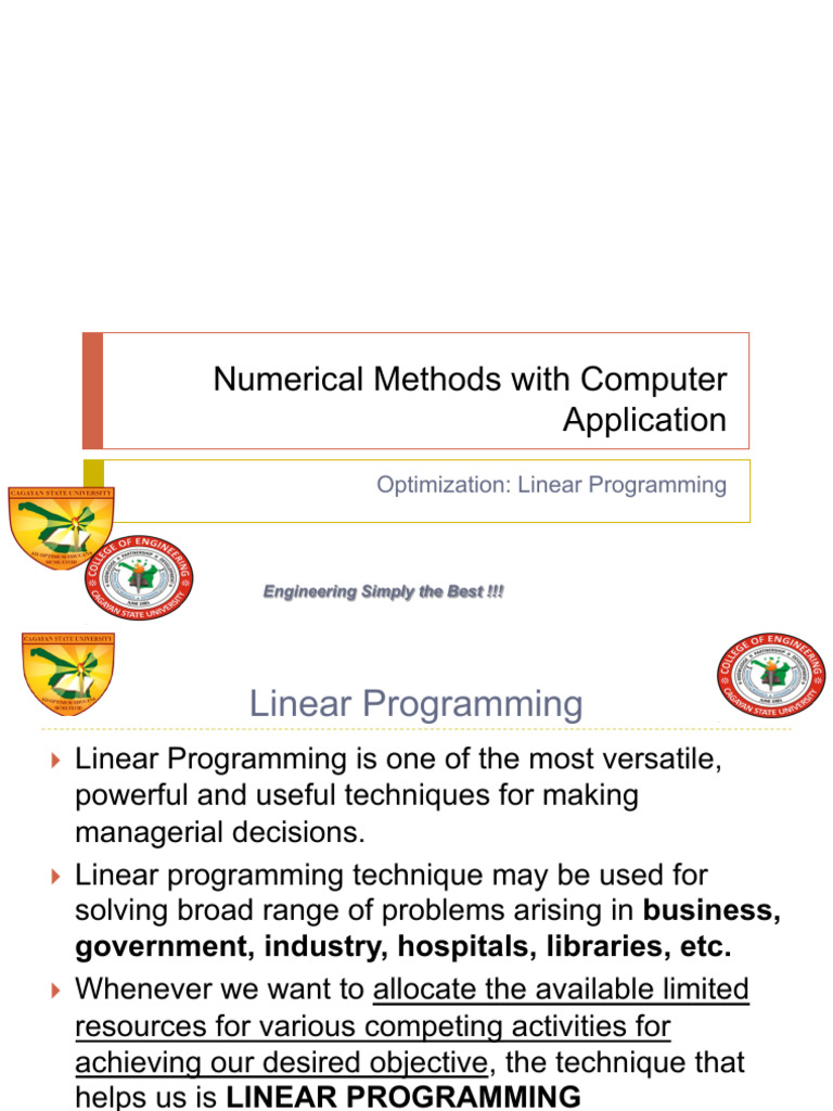 Notes 11 Linear Programming Pdf Mathematical Optimization Linear Programming