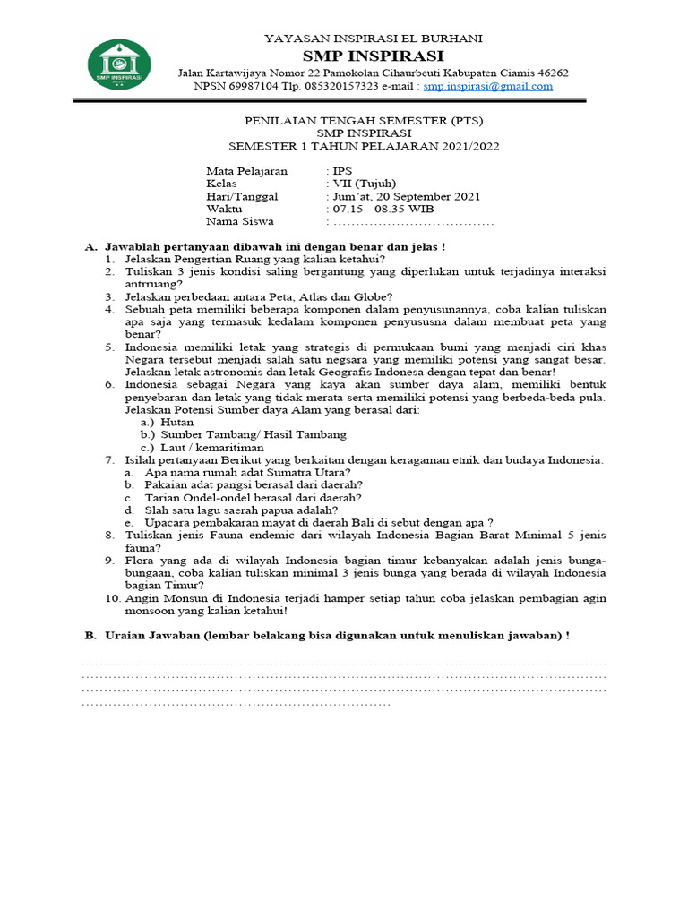 PTS Ips S-1 Inspirasi 2021 | PDF