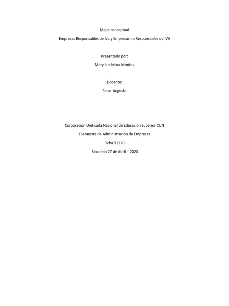 Mapa Conceptual Responsable y No Responsable de Iva | PDF | Finanzas y ...