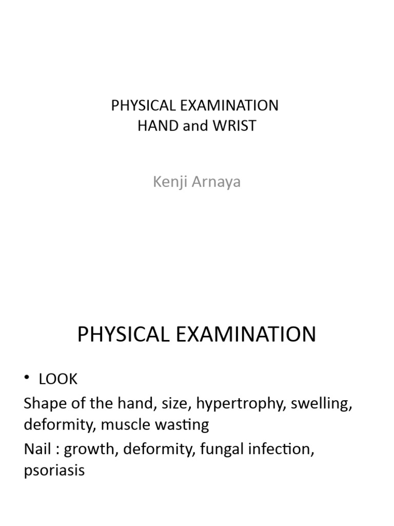 Physical Examination Hand | PDF