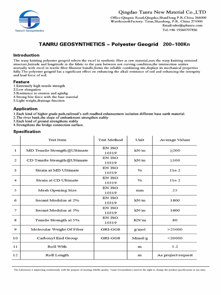 PET Geogrid 200-100Kn | PDF