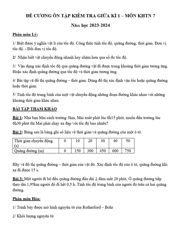 Đề Cương KHTN 7 | PDF