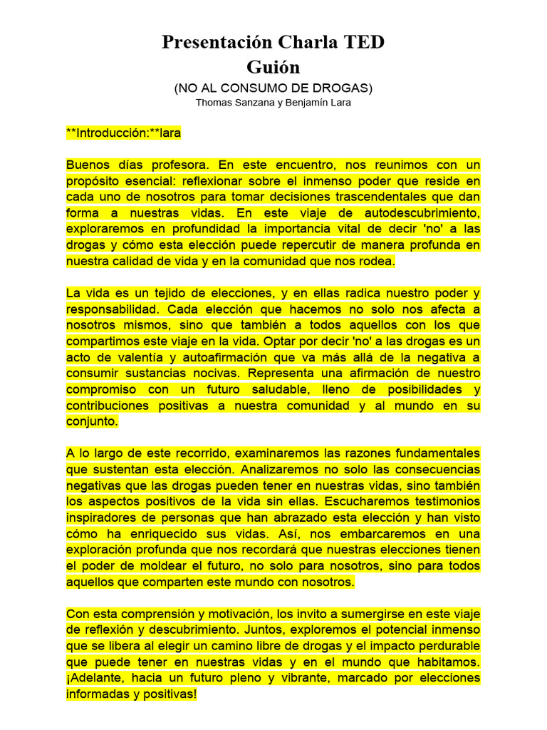 Presentación Charla TED | PDF | Drogas