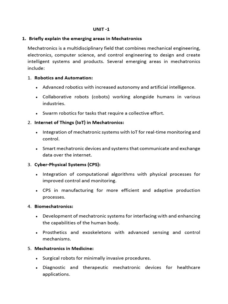 Unit 1 | Download Free PDF | Mechatronics | Internet Of Things