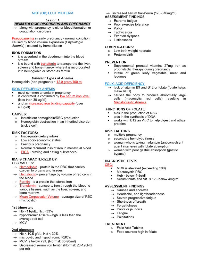 NCM107 Obstetrics | PDF | Anemia | Alanine Transaminase