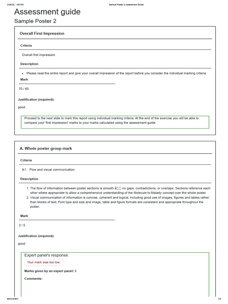 Sample Poster 2 Assessment Guide | PDF | Information | Expert