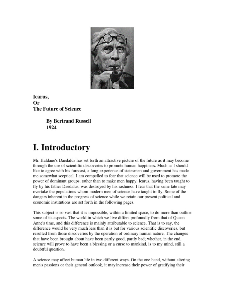 Russell, Bertrand - Icarus, Or the Future of Science | PDF | Science ...
