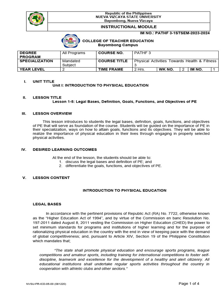 Ms-Pathf-3-Module-1-Lesson 1 | PDF | Physical Education | Sports