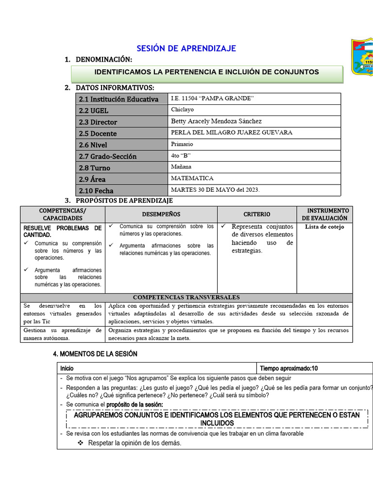 Sesión de Aprendizaje | Descargar gratis PDF | Aprendizaje | Cognición