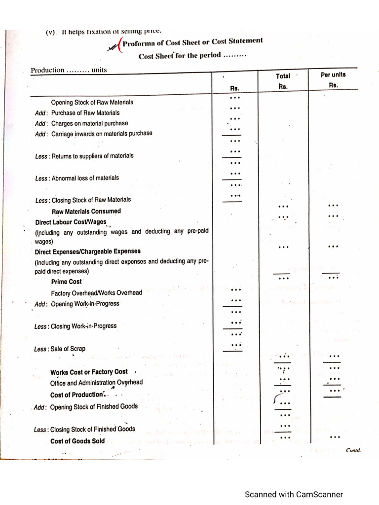 Costing - Cost Sheet - Pro-Forma | PDF