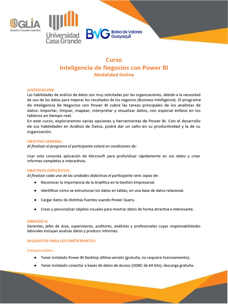 Inteligencia de Negocios con Power BI (24 horas) | PDF | Inteligencia ...