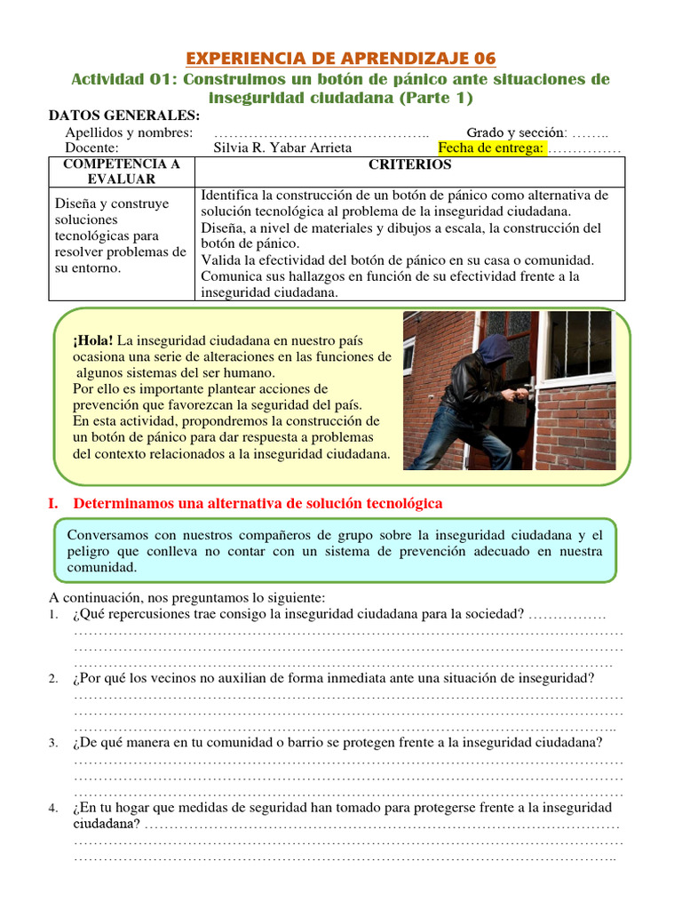 Experiencia de Aprendizaje 06 - Actividad 01-4to | PDF | Aprendizaje