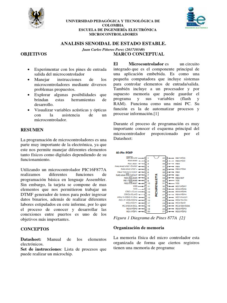 Juan Pineros 201710340 Lab1 MicroC | PDF | Microcontrolador | Electrónica