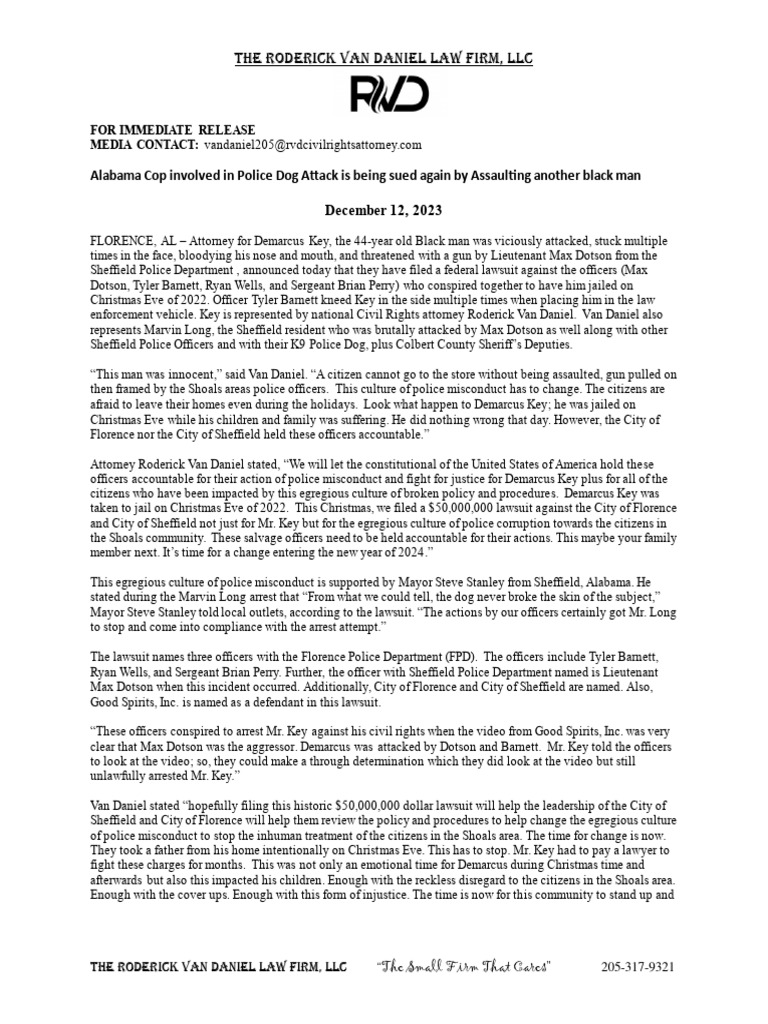 Demarcus Key - Press Release | PDF | Police | Misconduct