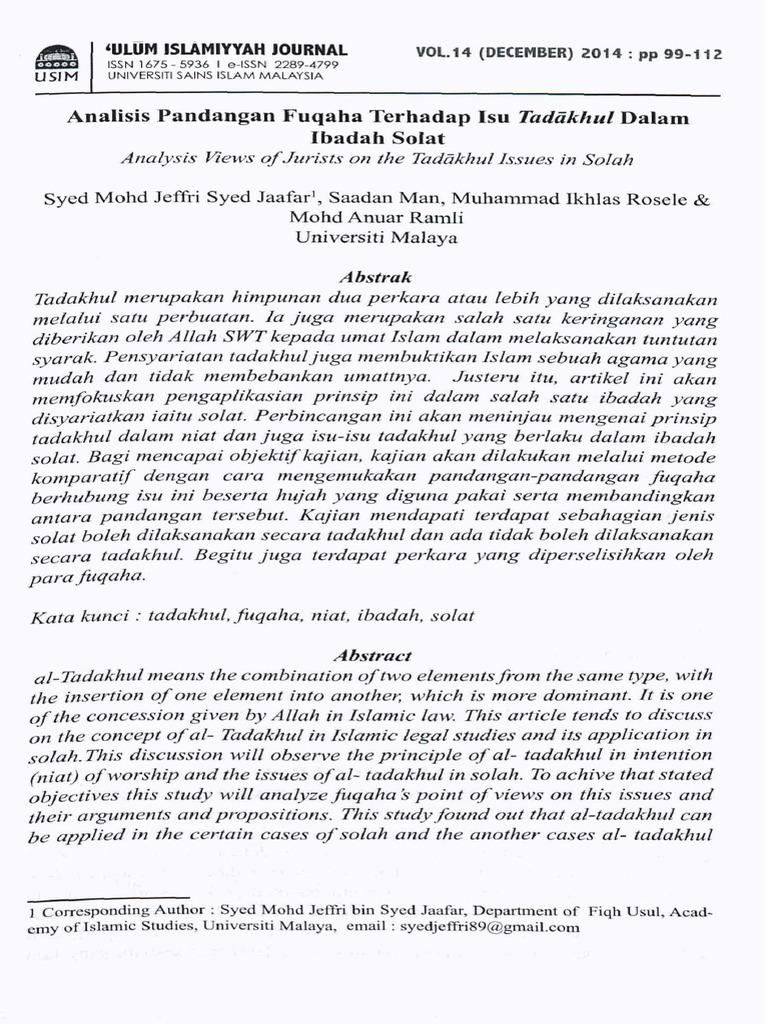 Analisis Pandangan Fuqaha Terhadap Isu Tadhakhul Dalam Ibadah Solat | PDF