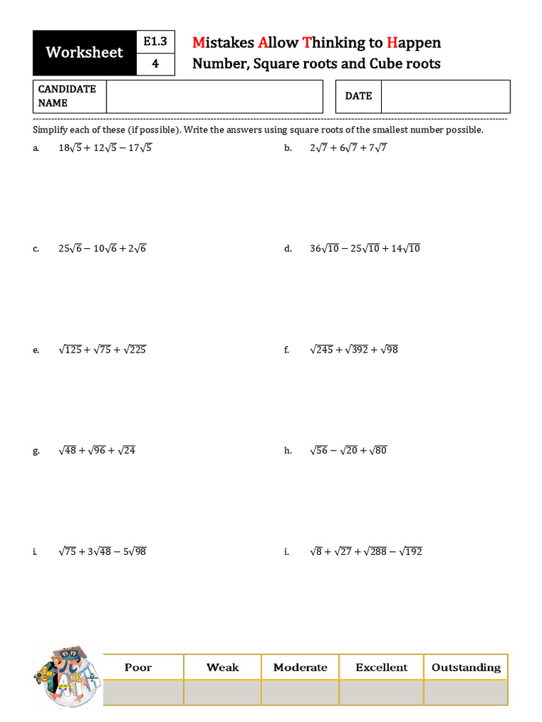 E1.3.4 Square Root and Cube Root | PDF