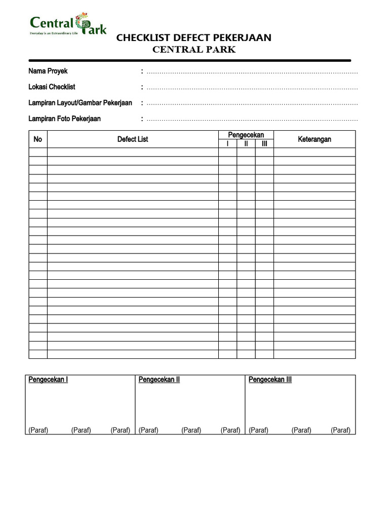 (CP) Form Checklist Defect | PDF