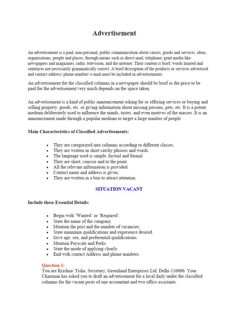 ADVERTISEMENT WRITING | PDF | Advertising | Information